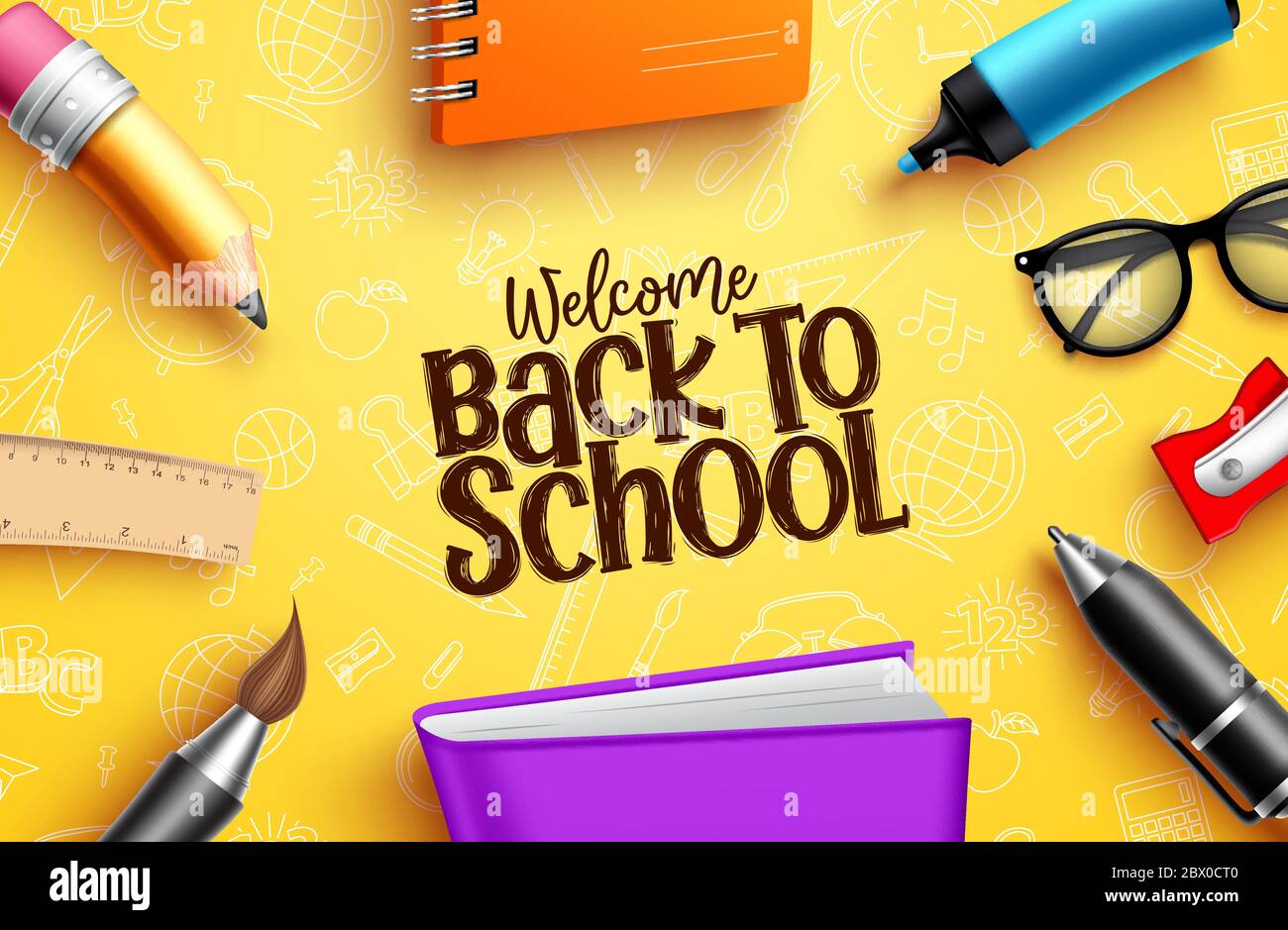 Back to school education banner. Back to school welcome text with ...