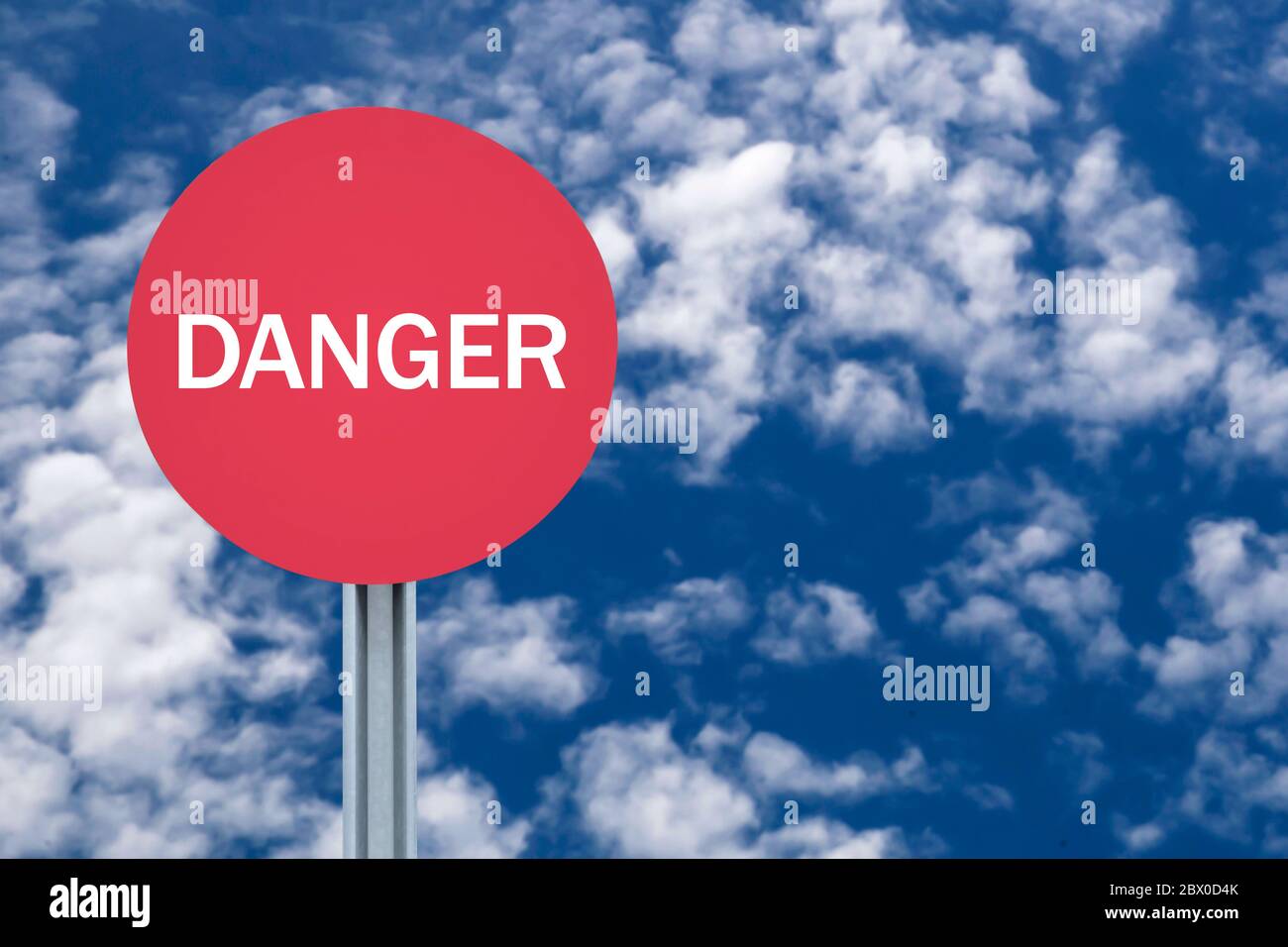 Billboard canvas mockup in cloudy sky background. Danger Stock Photo ...