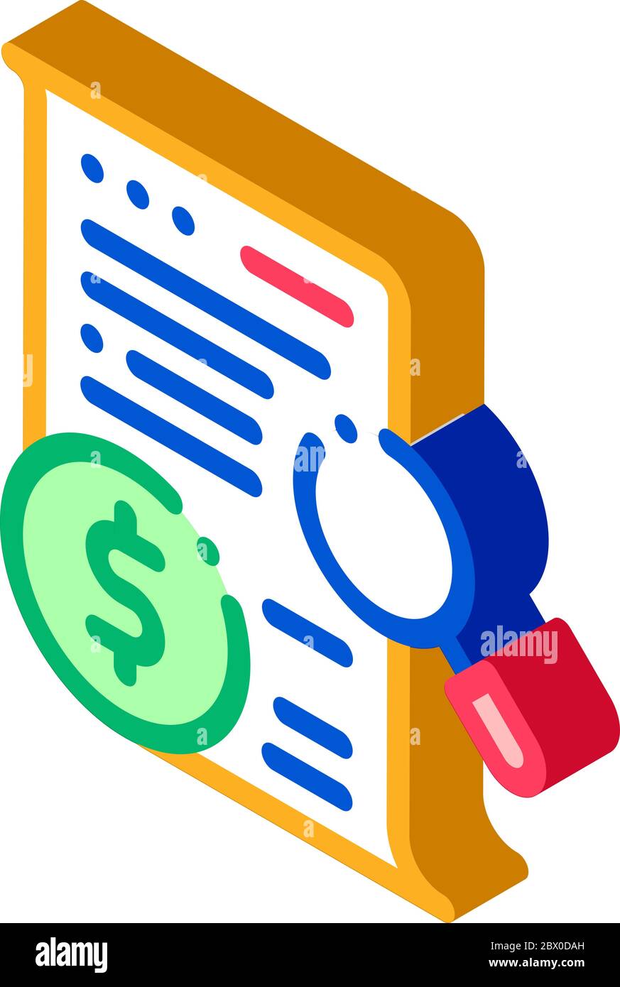 Money Contract Check isometric icon vector illustration Stock Vector ...
