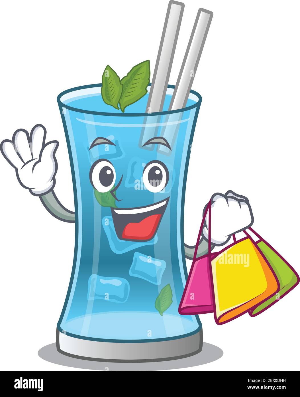 wealthy blue hawai cocktail cartoon character with shopping bags Stock ...