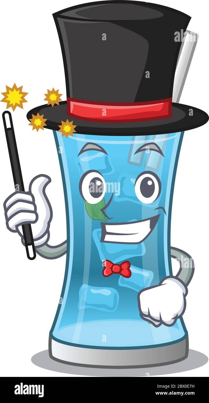 A gorgeous smart Magician of blue hawai cocktail cartoon design style ...