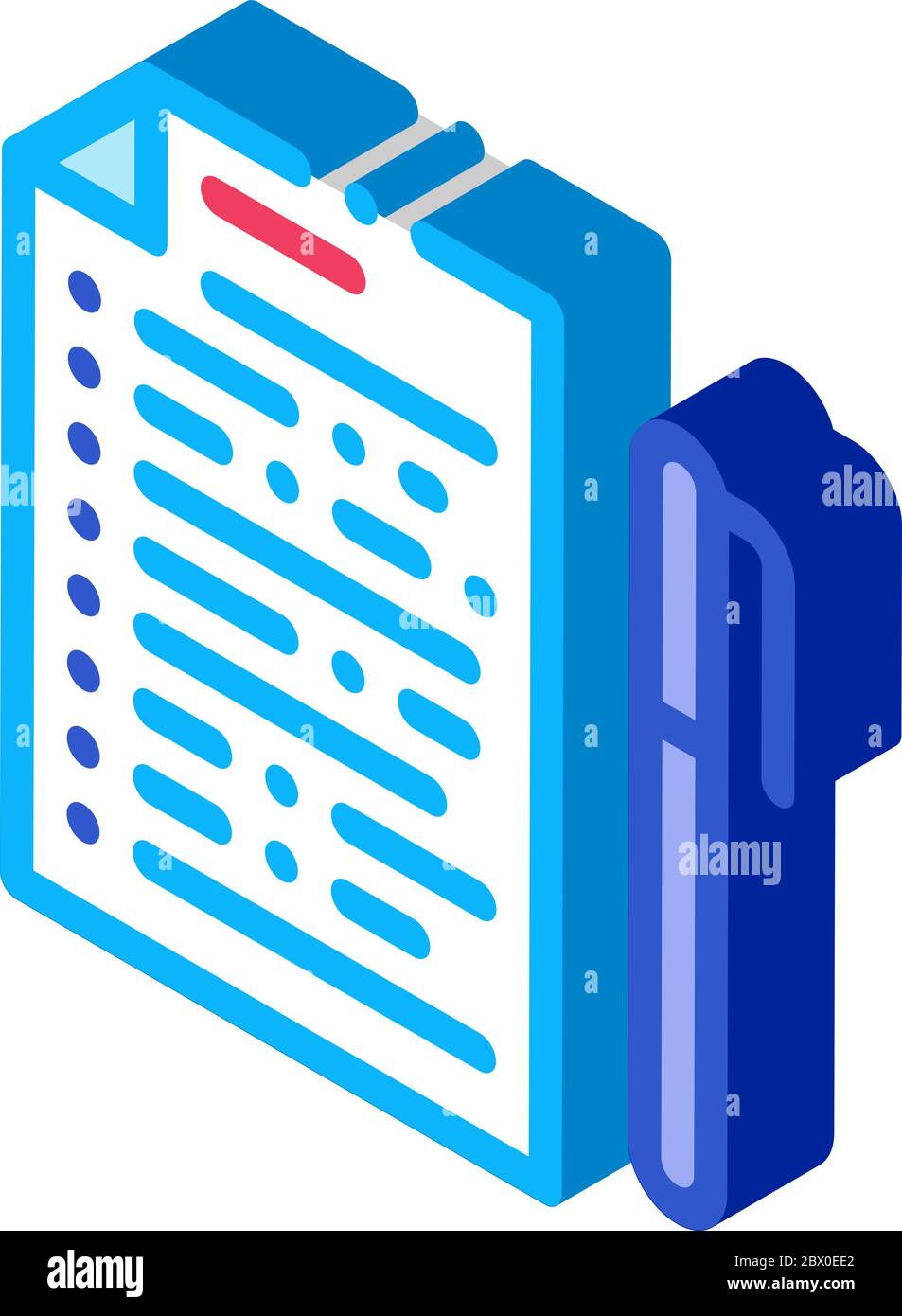 Voting Sheet with Pen isometric icon vector illustration Stock Vector ...