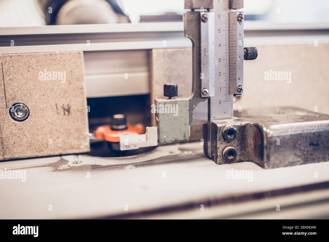 Carpentry workshop - accurate measurements and equipment setup Stock ...