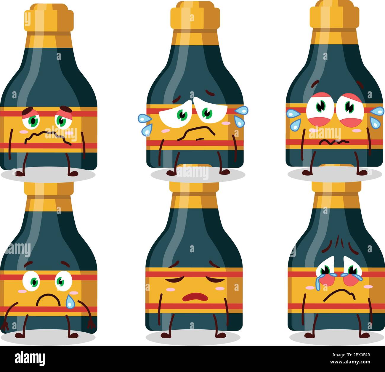 Wine bottle cartoon character with sad expression Stock Vector Image ...