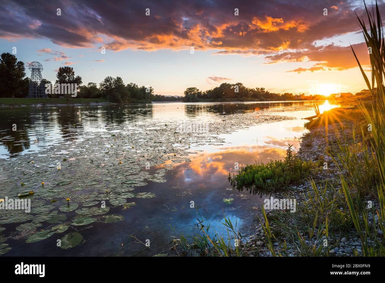 Sunset landscape, Jarun lake Stock Photo - Alamy
