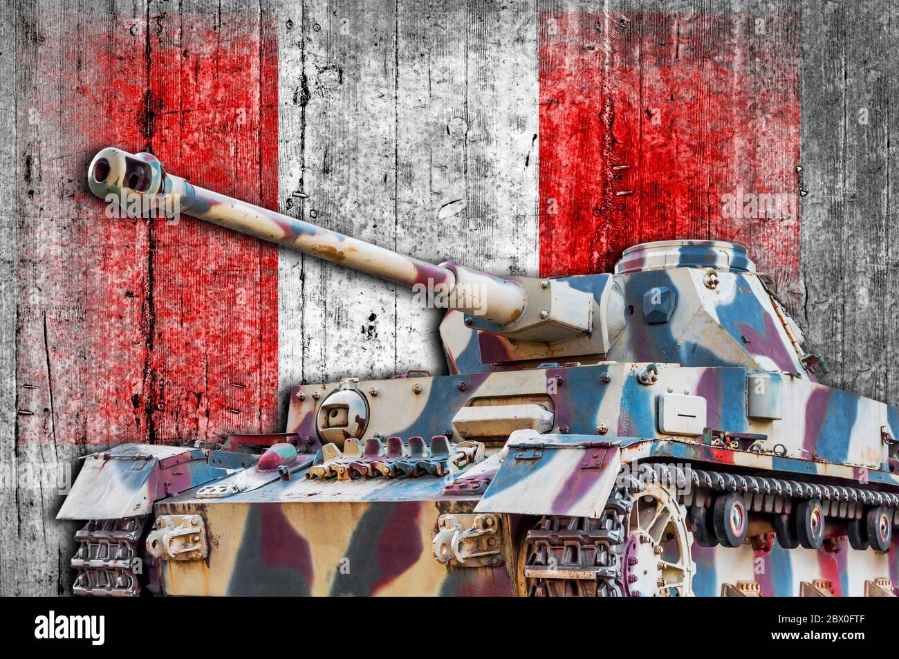 Military tank with concrete Peru flag Stock Photo - Alamy