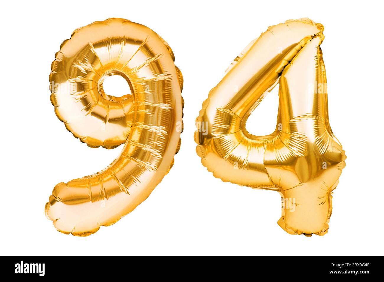 Number 94 ninety four made of golden inflatable balloons isolated on ...