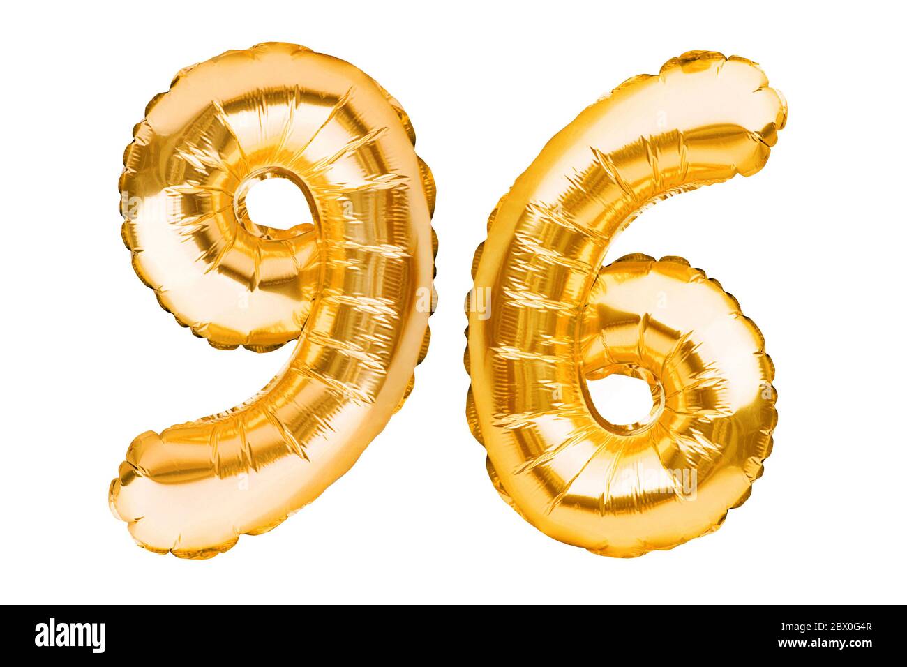 Number 96 ninety six made of golden inflatable balloons isolated on ...