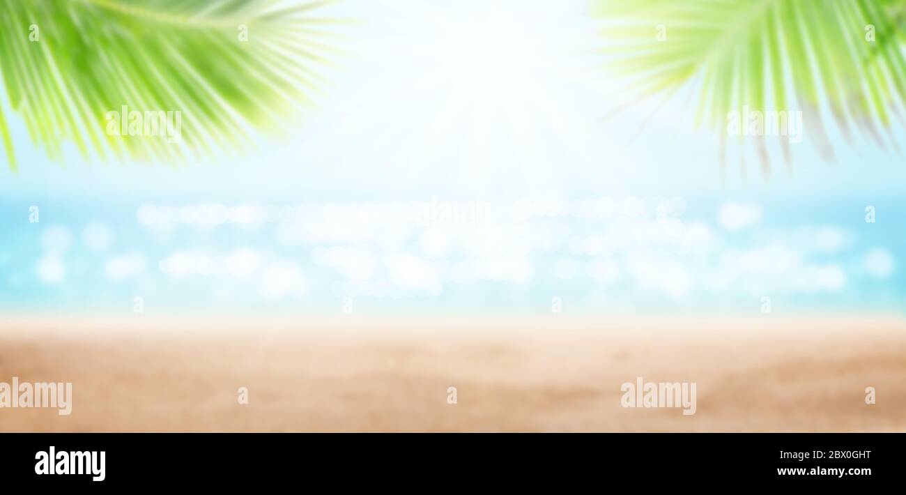 Summer tropical sea with sparkling waves, hot sand on the beach and ...