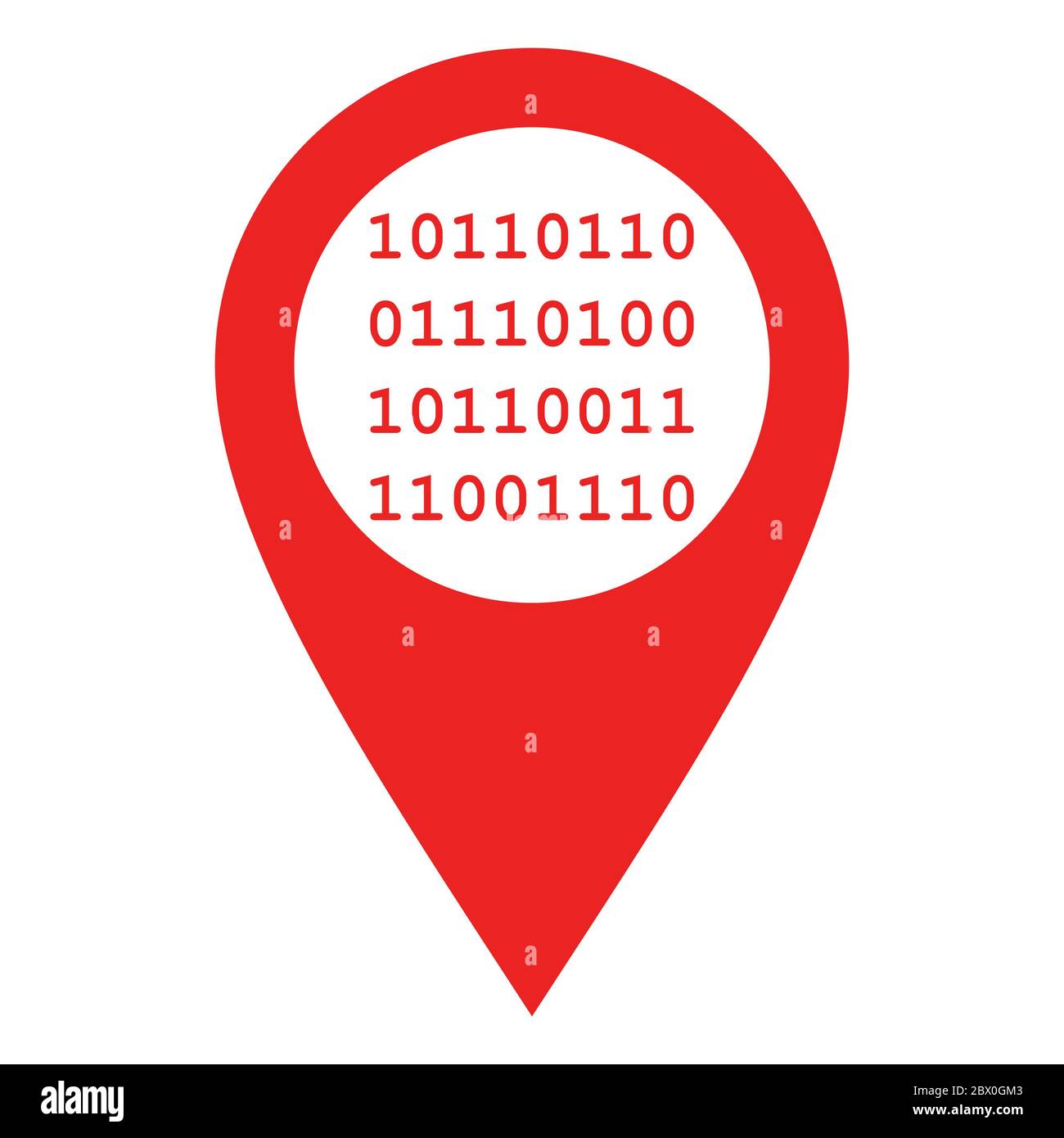 Binary code and location pin Stock Photo - Alamy