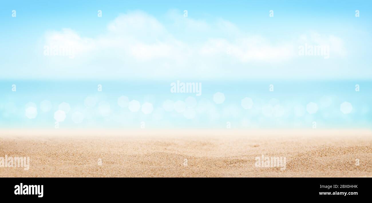 Summer tropical sea with sparkling waves, hot sand on the beach and ...