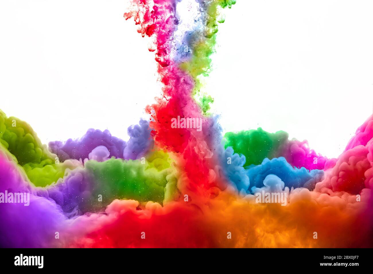 Ink in water isolated on white background. Rainbow of colors Stock ...