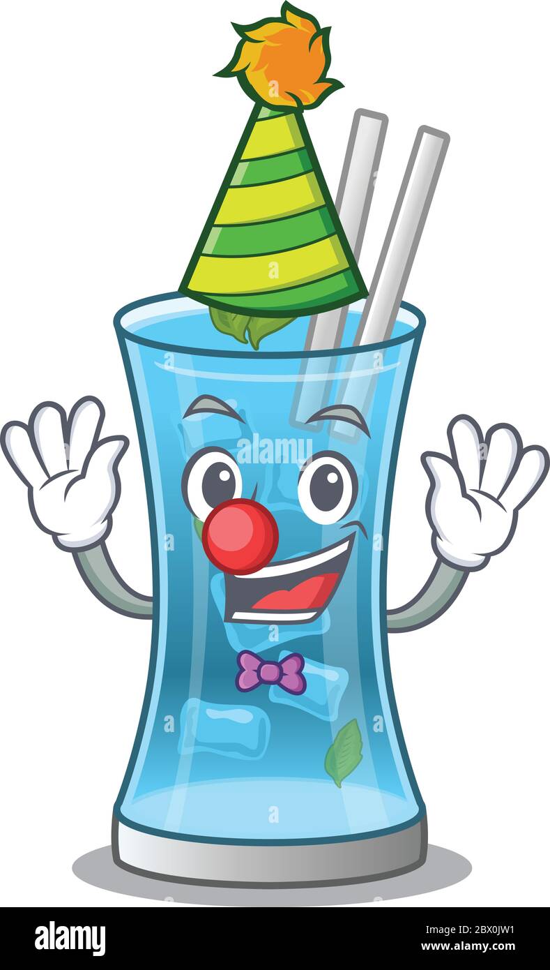 smiley clown blue hawai cocktail cartoon character design concept Stock ...
