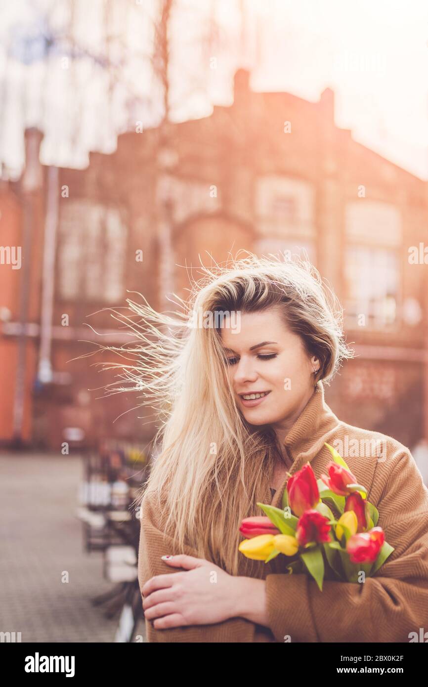 Bright emotions on the face of a beautiful attractive girl - a festive ...