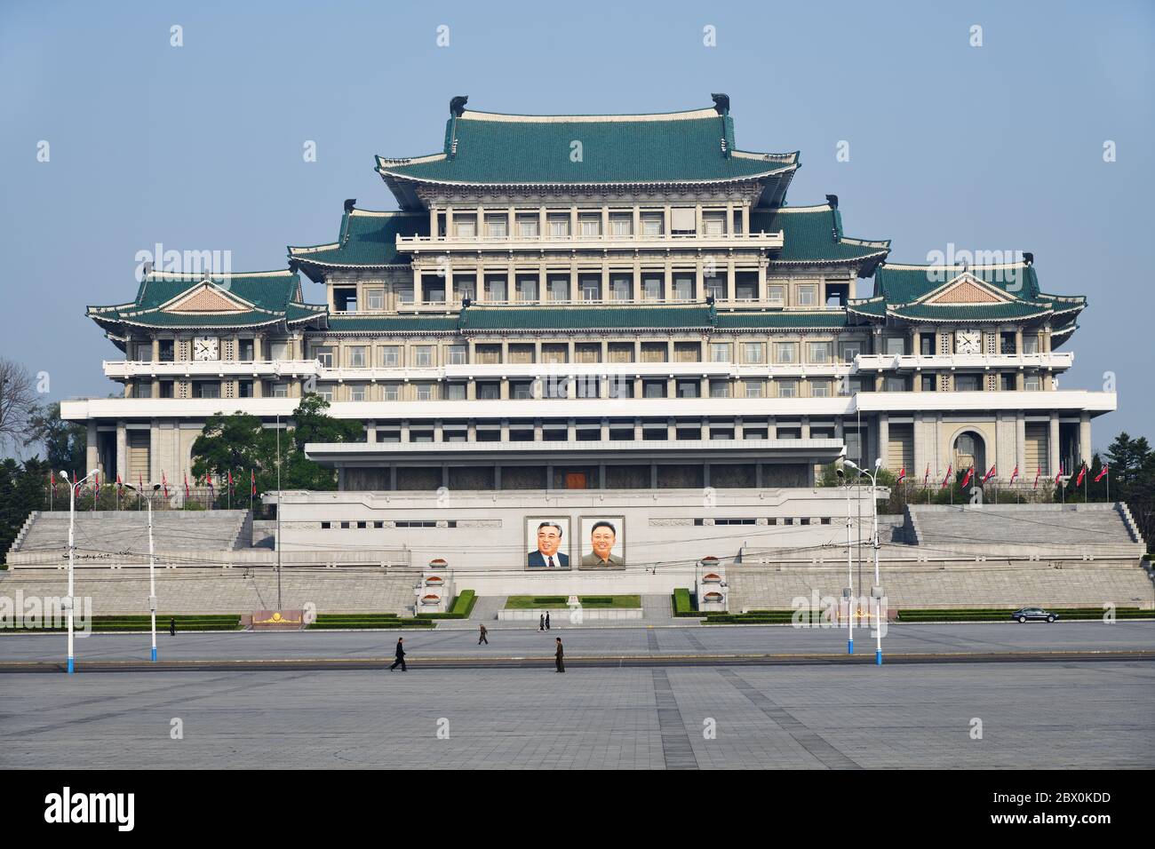 Pyongyang, North-Korea - May 1, 2019: The central square of Kim Il Sung ...