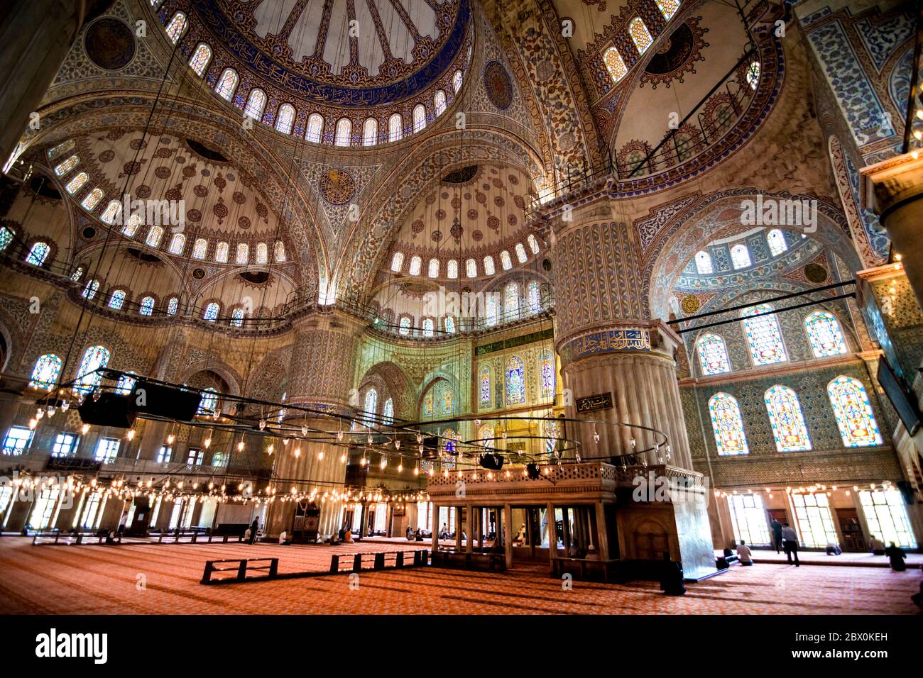 Interior view from the Blue Mosque, Sultanahmed Mosque built by Sultan ...