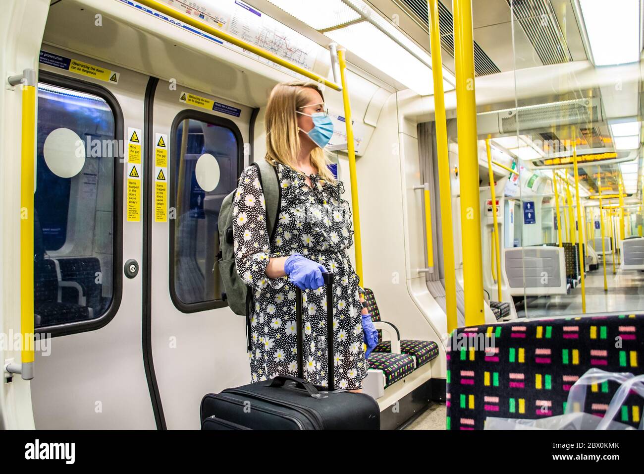 UXBRIDGE, LONDON/ENGLAND- 2 June 2020: Female passenger on a London ...