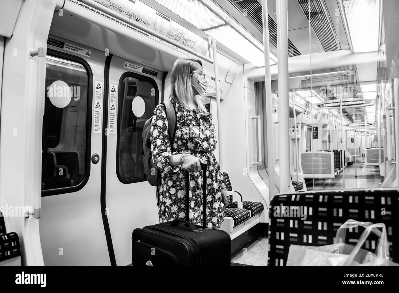 UXBRIDGE, LONDON/ENGLAND- 2 June 2020: Female passenger on a London ...