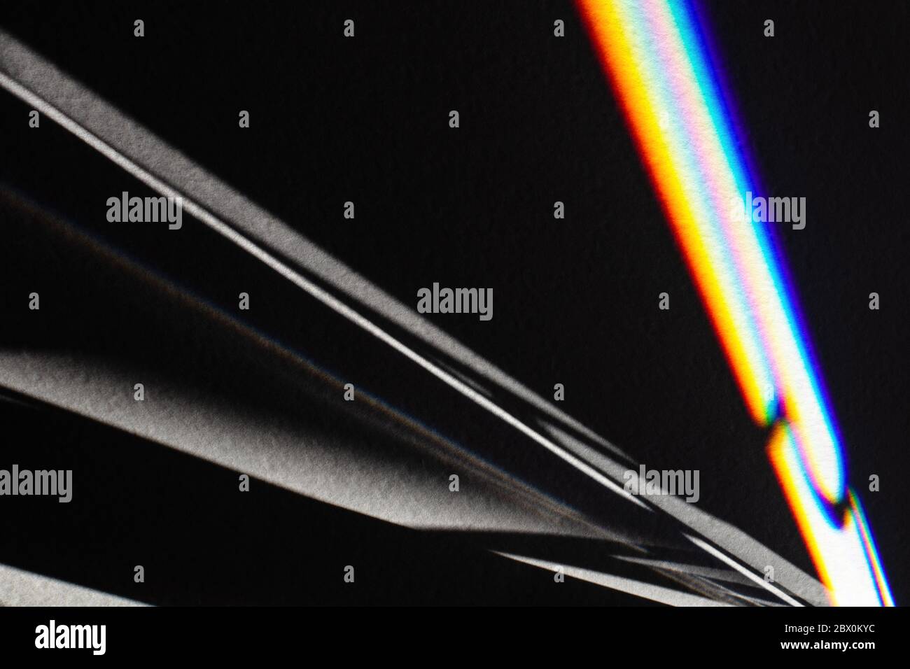 Black futuristic shadows and bright light refraction glow effect with ...