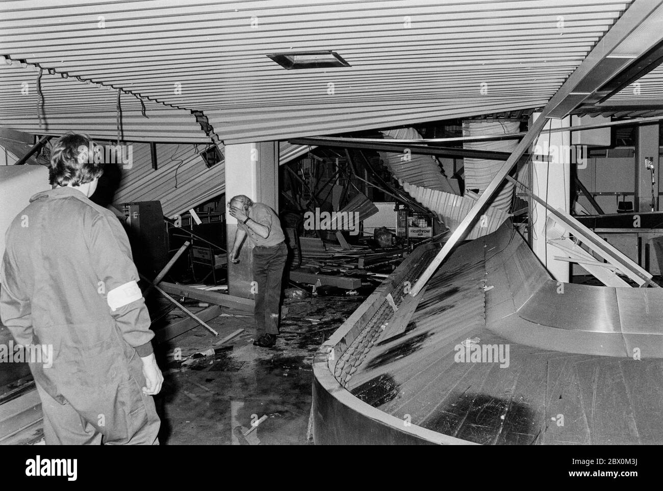 Damaged baggage area in Terminal two at London’s Heathrow Arport caused ...
