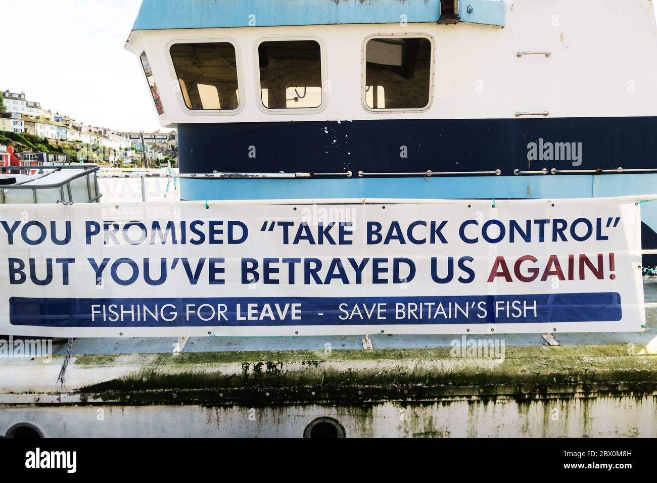 Anti EU fishing rights signs in Brixham, UK Stock Photo - Alamy