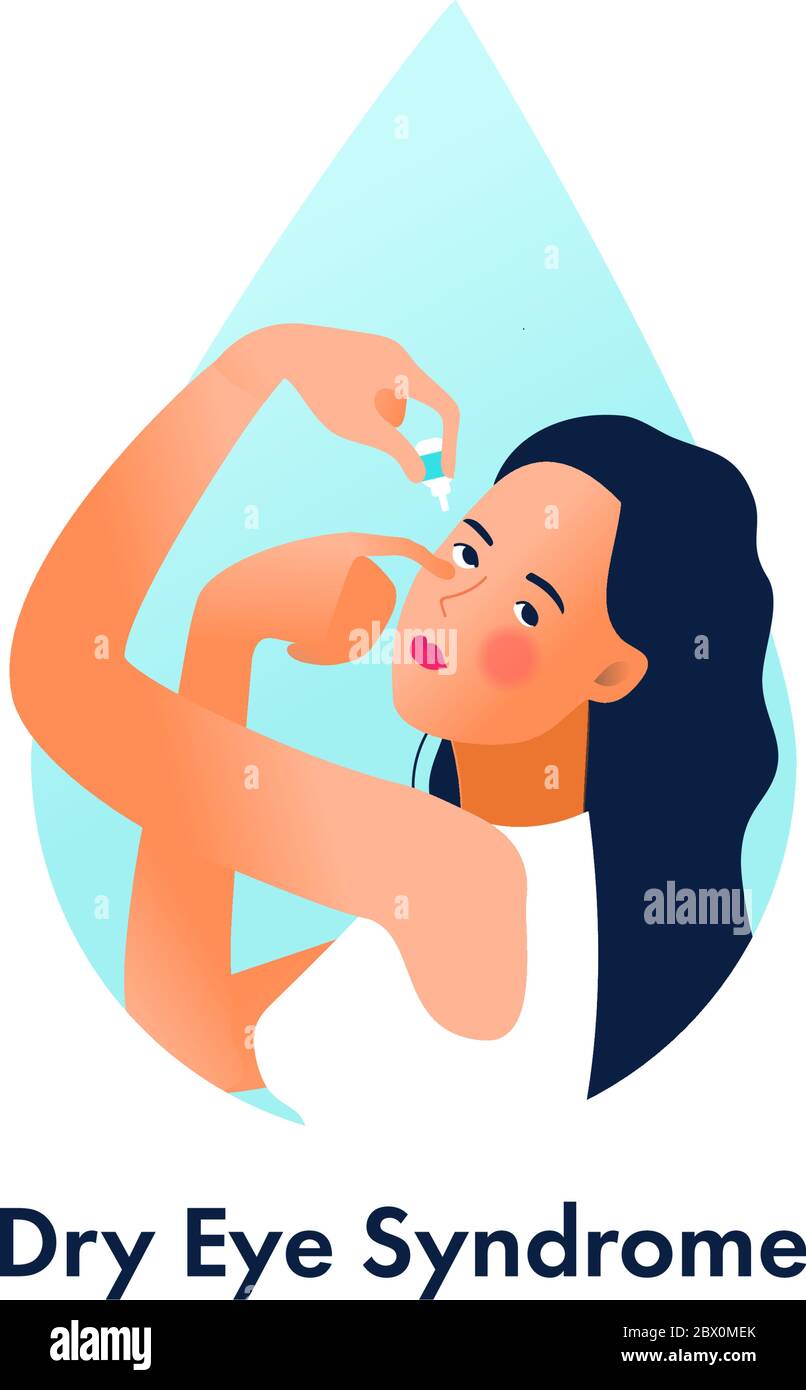 Dry eye syndrome. Eye remedy in drops Stock Vector Image & Art - Alamy