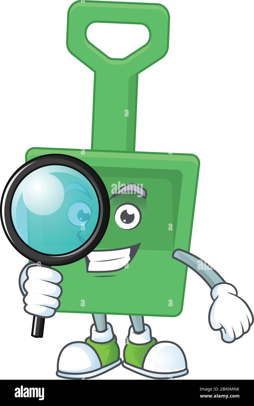 cartoon drawing concept of green sand bucket working as a Private ...