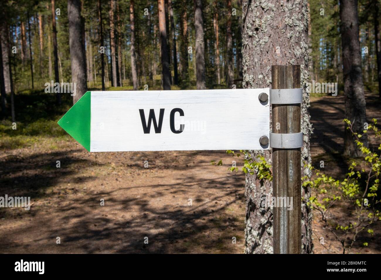 wc toilet sign in forest Stock Photo - Alamy