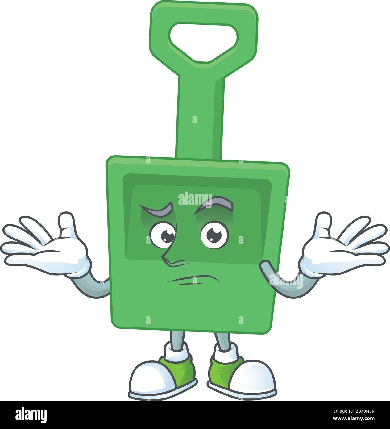 A cartoon image of green sand bucket in smirking face Stock Vector ...