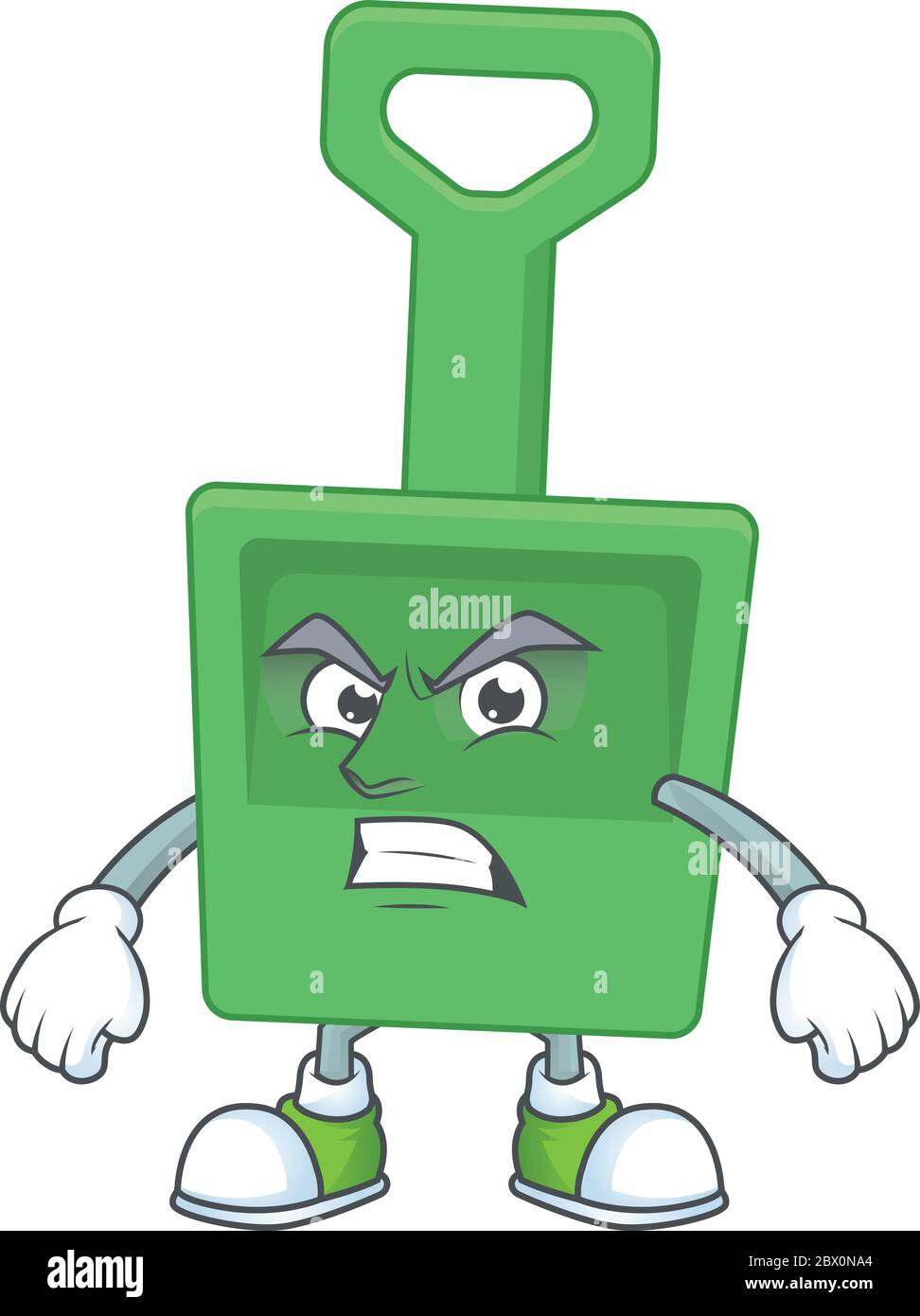 cartoon drawing of green sand bucket showing angry face Stock Vector ...
