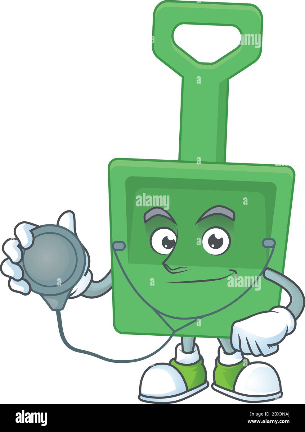 Cartoon character of green sand bucket dedicated Doctor Work with ...