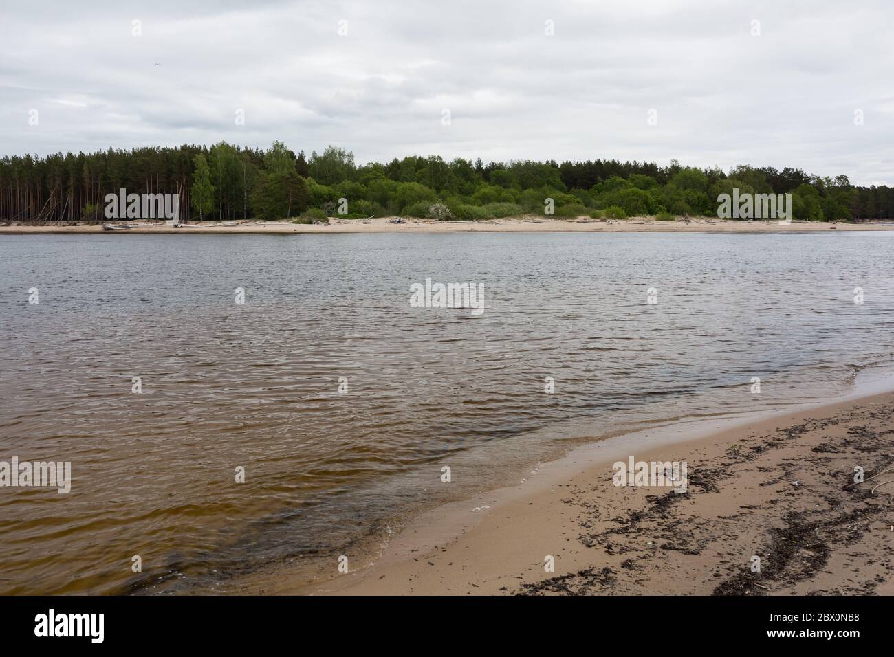 City Carnikava, Latvia. Walking place by the Baltic Sea with sand and ...