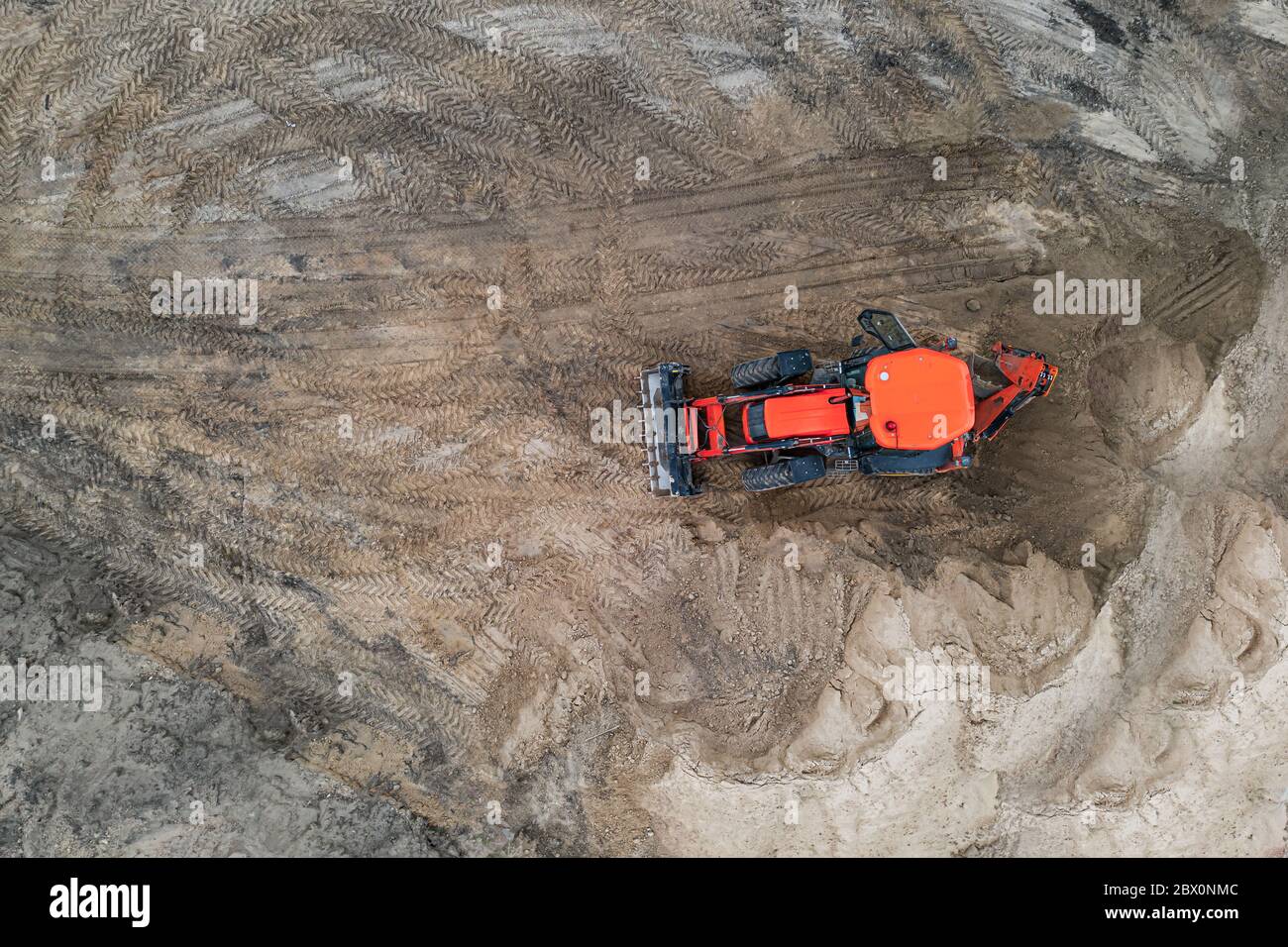 excavator on a construction site top view Stock Photo - Alamy