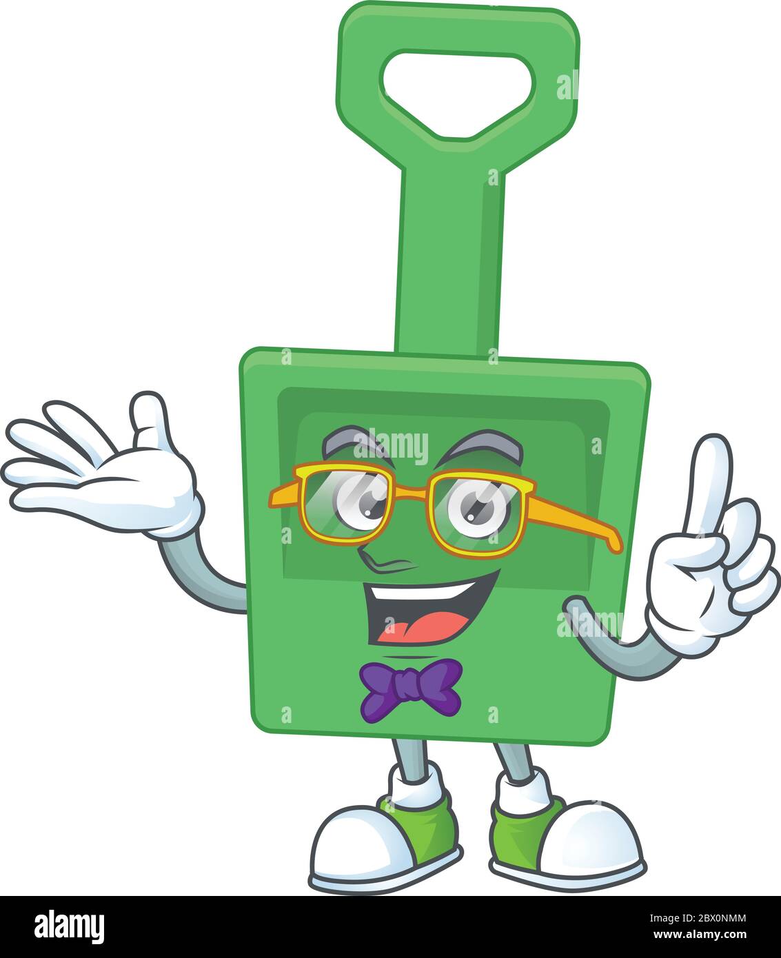 Cartoon character design of nerd green sand bucket with weird glasses ...