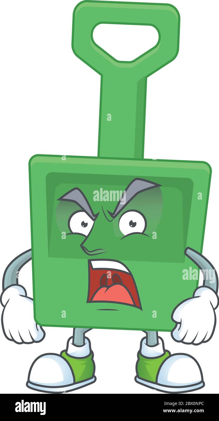 Green sand bucket cartoon drawing style with angry face Stock Vector ...