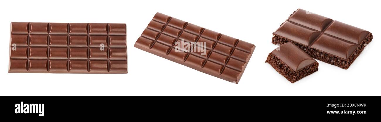 Small dark chocolate pieces isolated on white background with clipping ...