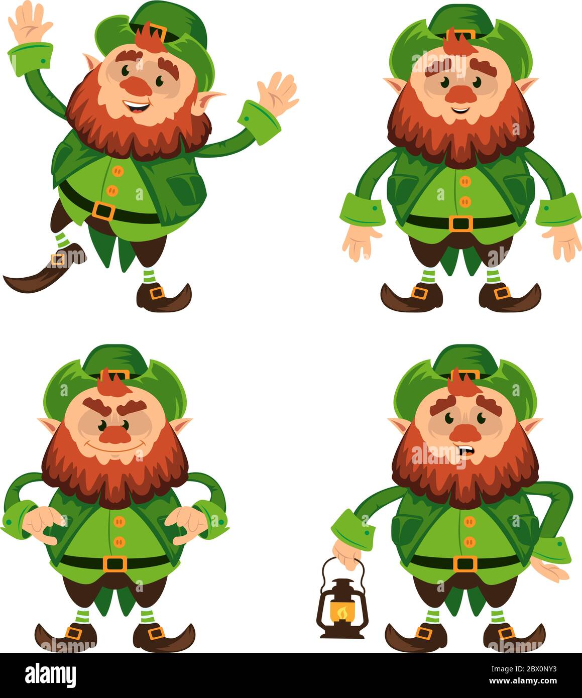 Leprechaun cartoon character vector set for Saint Patrick Day in ...