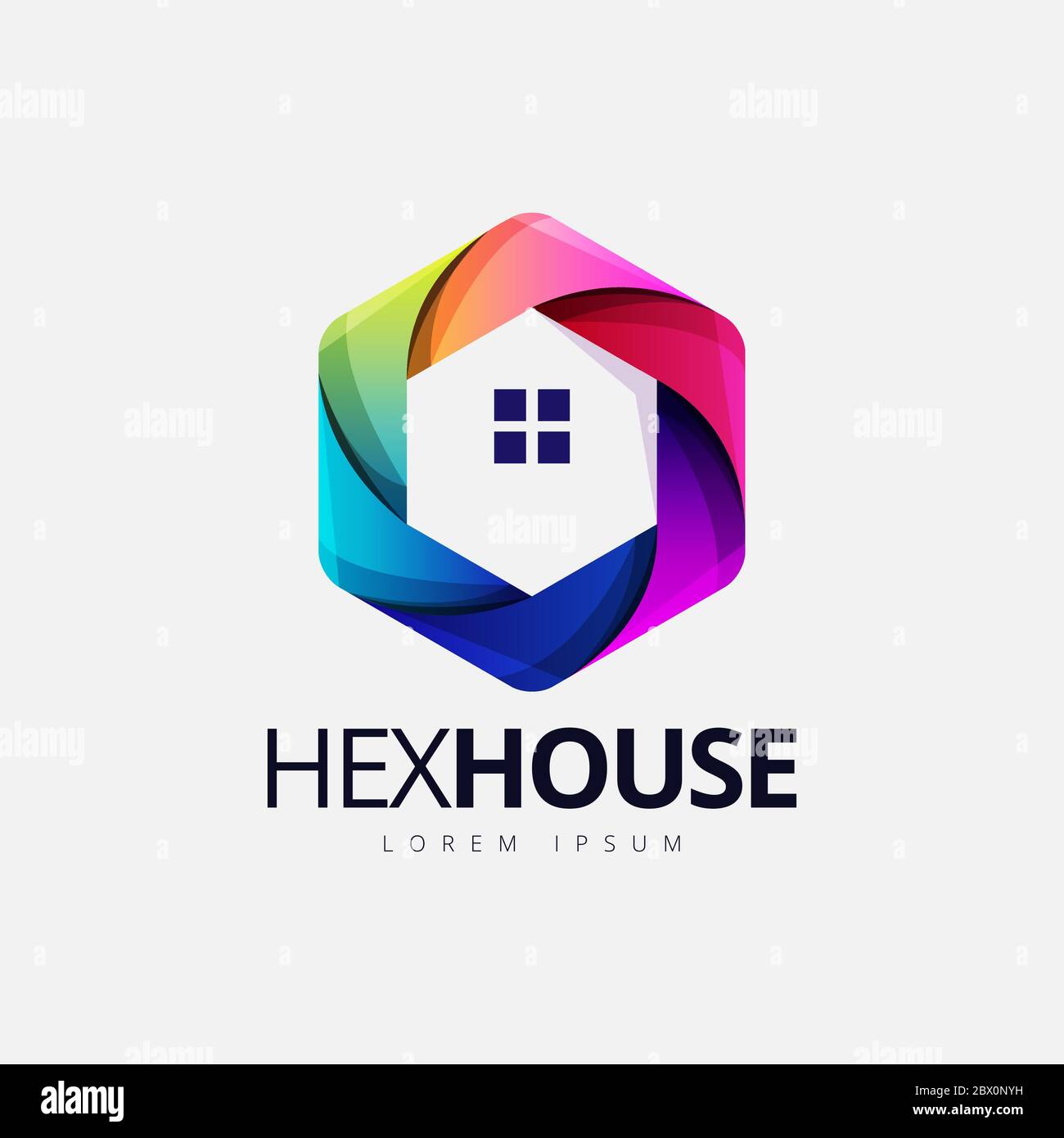 Colorful Hexagonal House Shape Logo Design Stock Vector Image & Art - Alamy