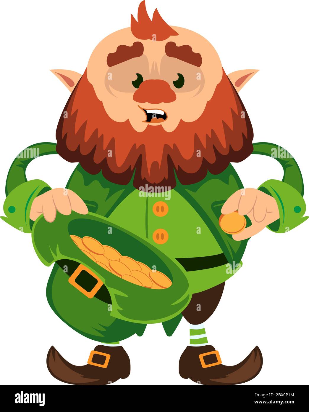 Leprechaun cartoon character or funny green dwarf vector illustration ...
