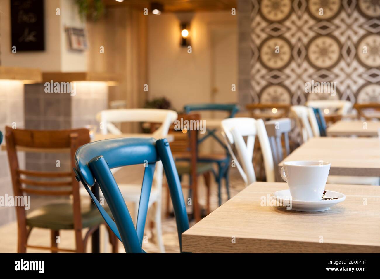 Elegant and modern Coffee shop with ceramic floors and walls. Modernist ...