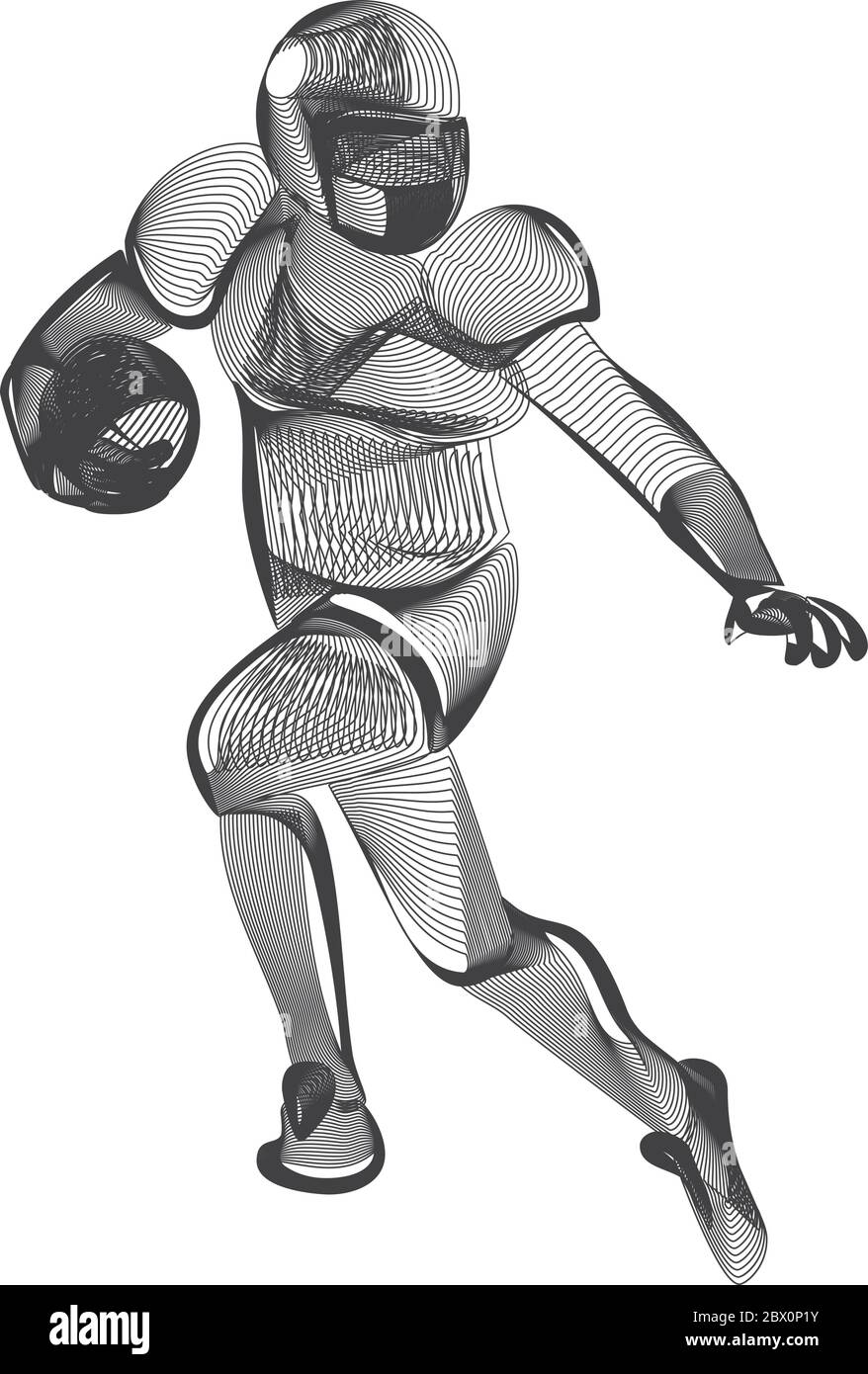 Abstract american football or rugby player male figure in running ...