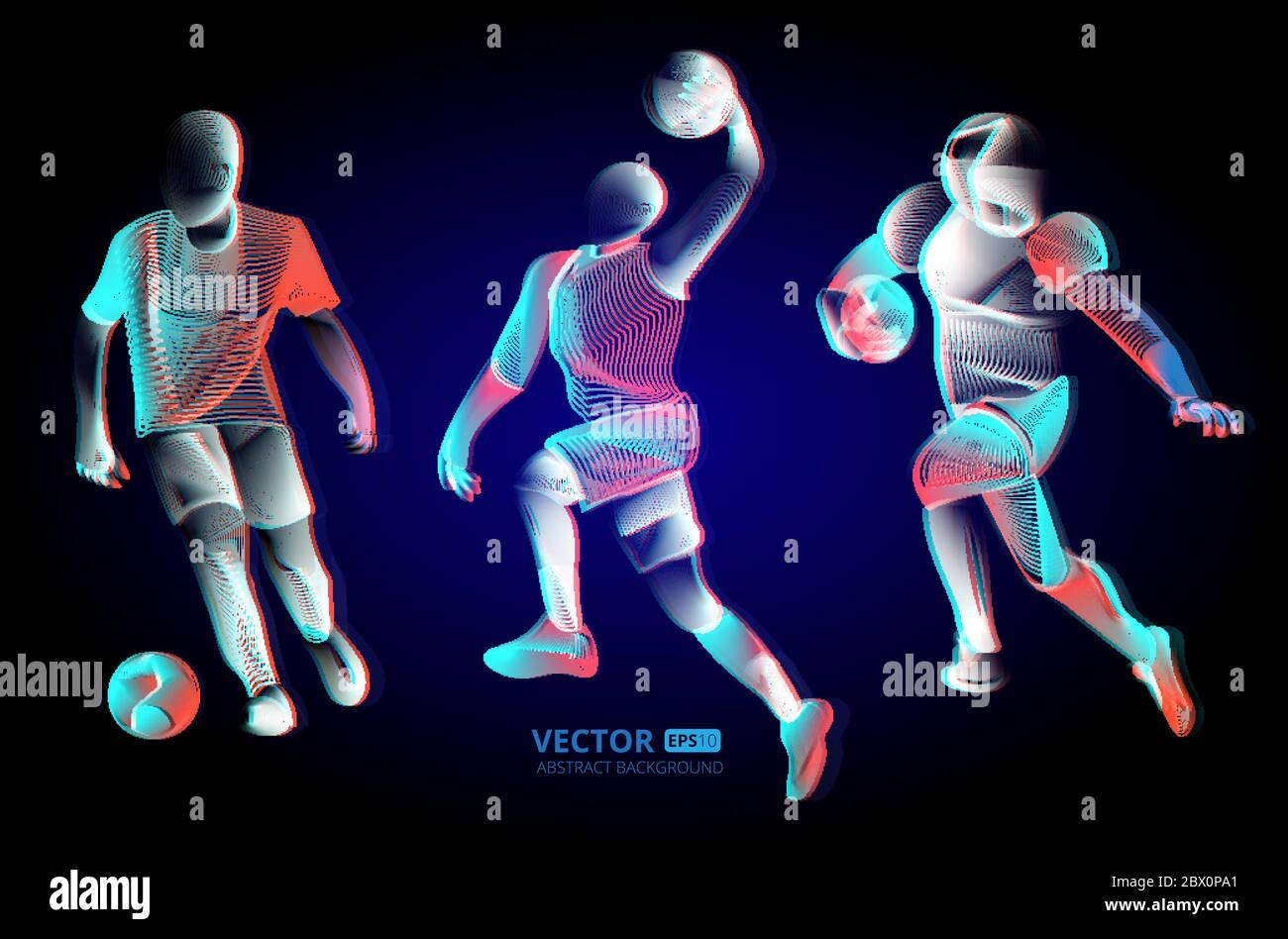 Abstract sport game competition player male figure in action jumping ...