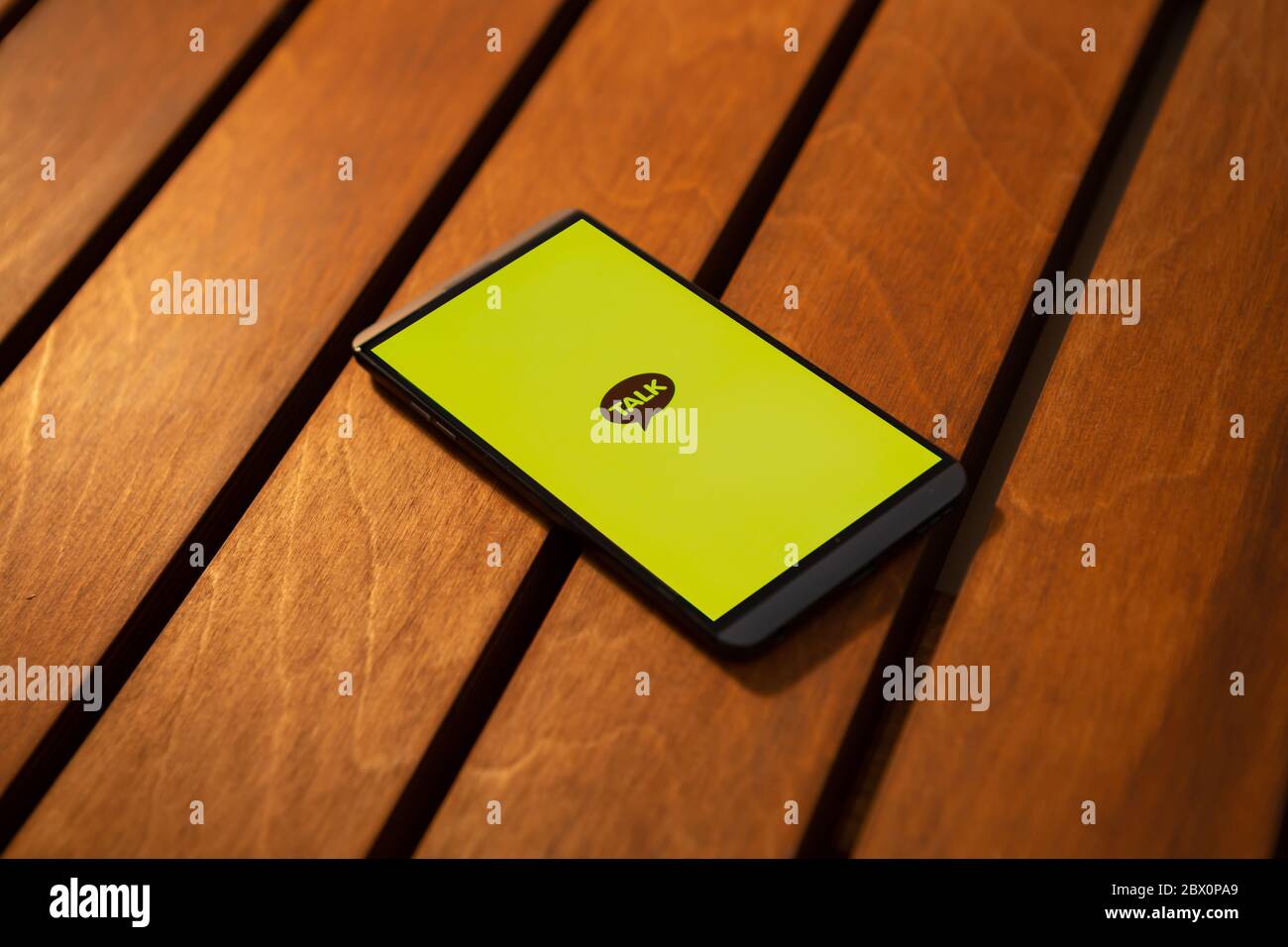 Message app KAKAO TALK logo on smartphone screen Stock Photo - Alamy