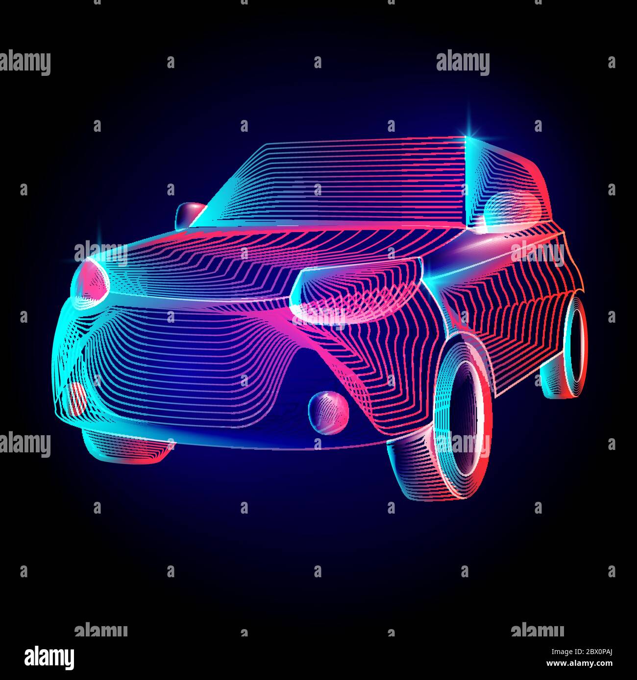 Vector car or automobile vehicle contour silhouette with abstract 3d ...