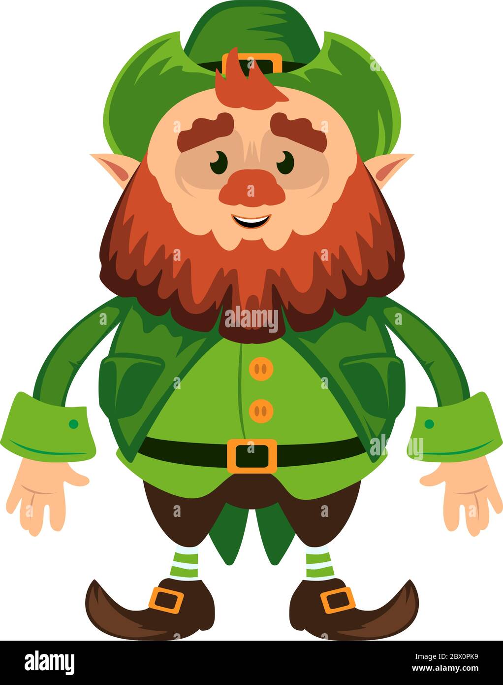 Leprechaun cartoon character or funny green dwarf vector illustration ...