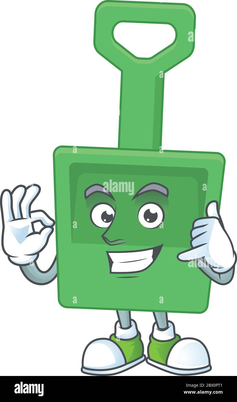 cartoon picture of green sand bucket make a call gesture Stock Vector ...