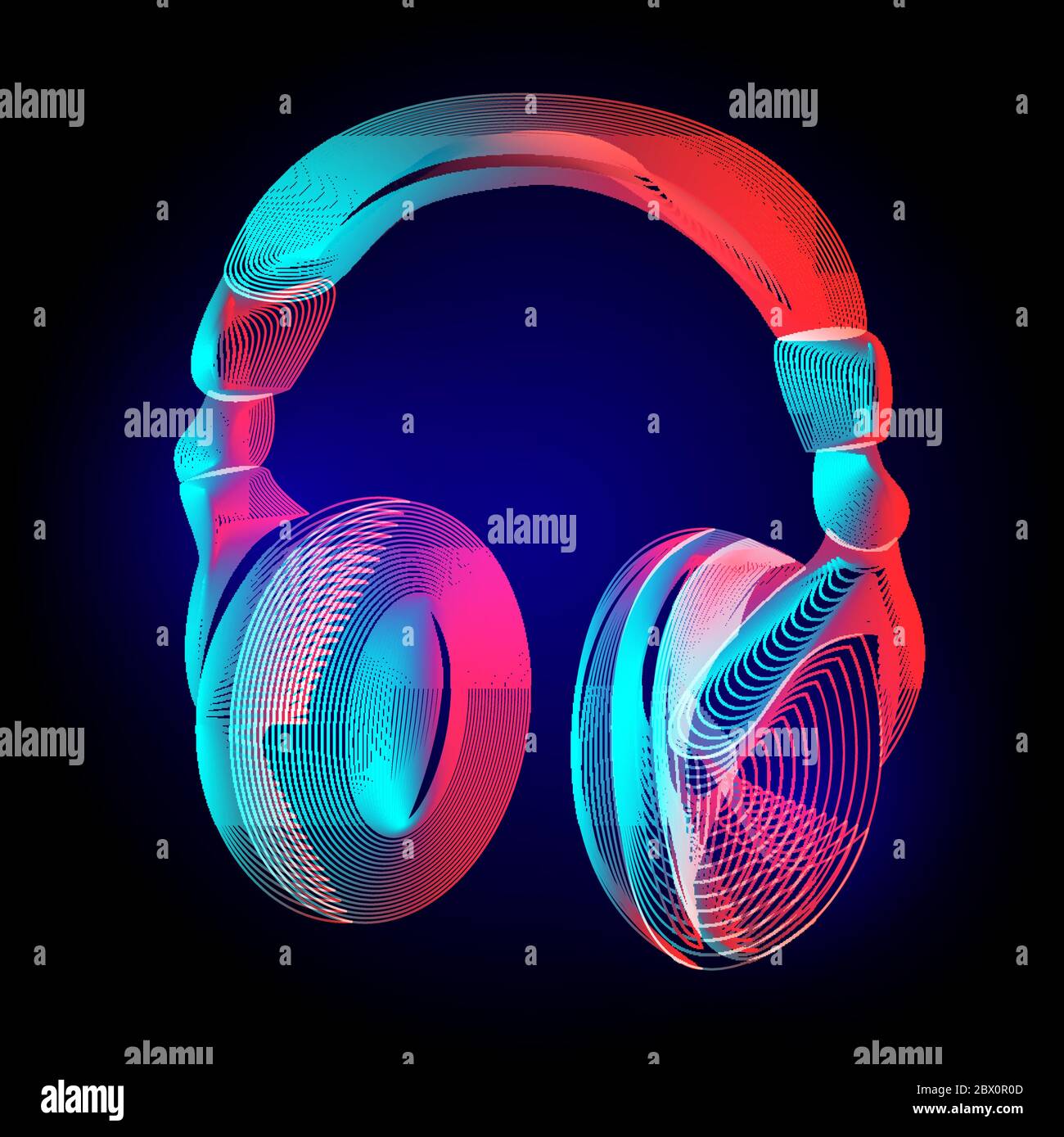 Vector colorful headphones or music sound earphones silhouette with ...