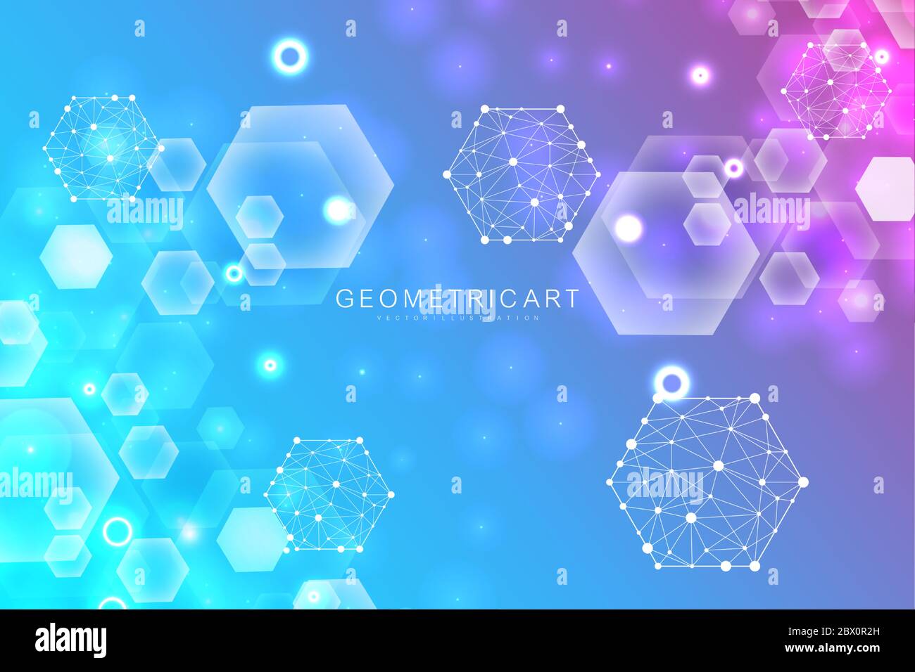 Hexagonal abstract background. Big Data Visualization. Global network connection. Medical ...