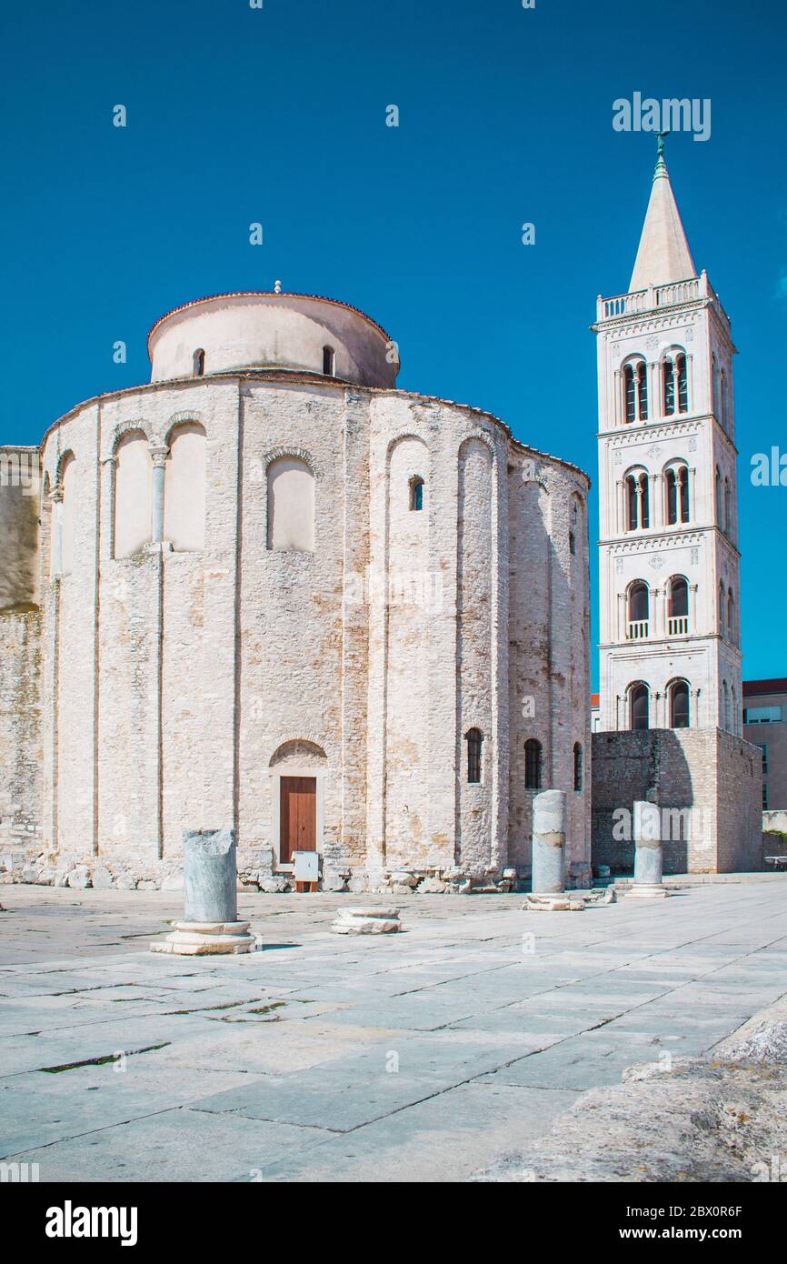Church of St. Donatus and Bell Tower at the ancient Roman Forum in ...