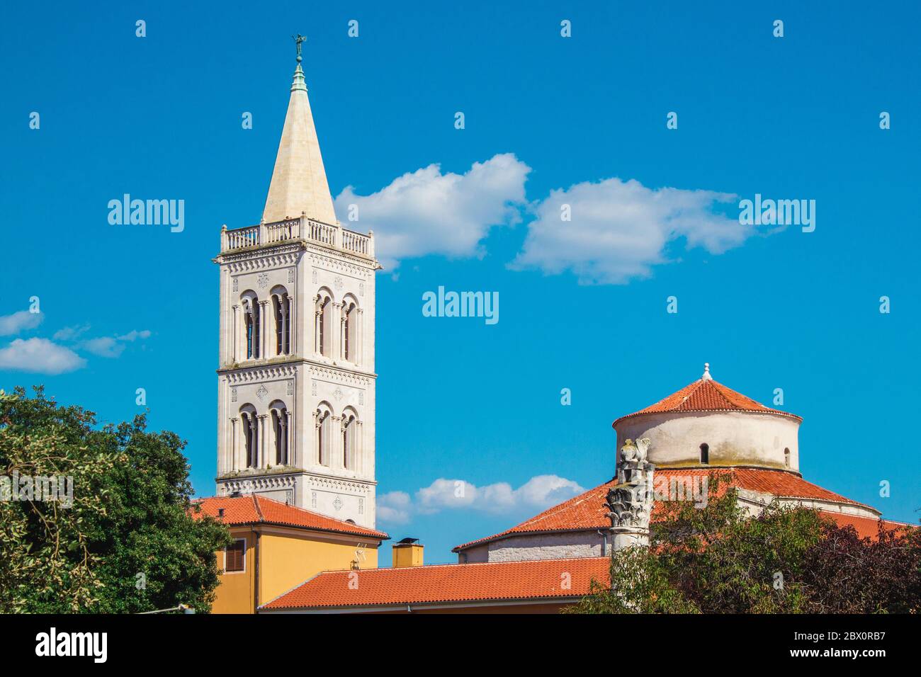 Church of St. Donatus and Bell Tower at the ancient Roman Forum in ...